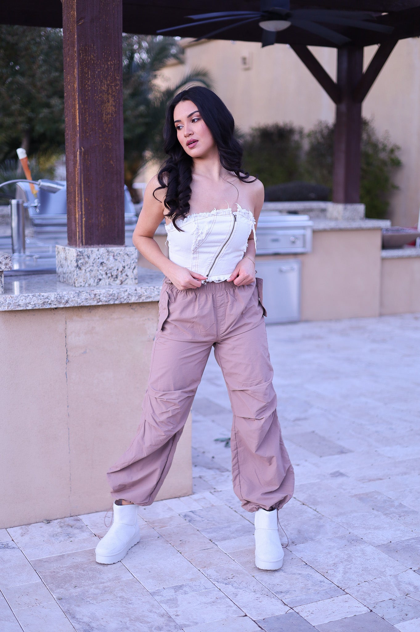 Cream Tube Top Corset Denim Top Adami Dolls